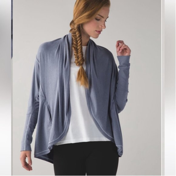 lululemon athletica | Tops | Lululemon To Flow Wrapheathered Mod Blue ...